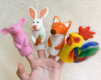 Needle felted finger puppets wool ornaments by YuliaKochevykh