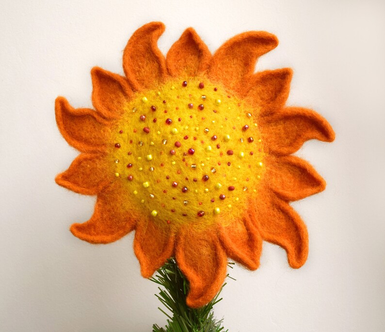 Felted Sun Christmas Tree Topper Needle Felt Sunshine - Etsy