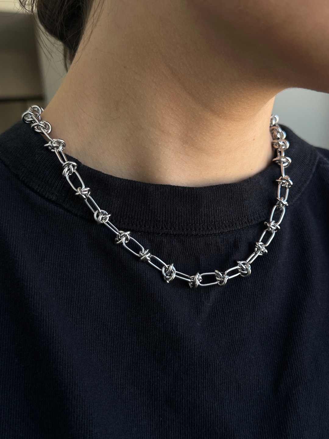Barbed Chain| Stainless Steel Faux Barbed Wire Chain Choker Necklace ...