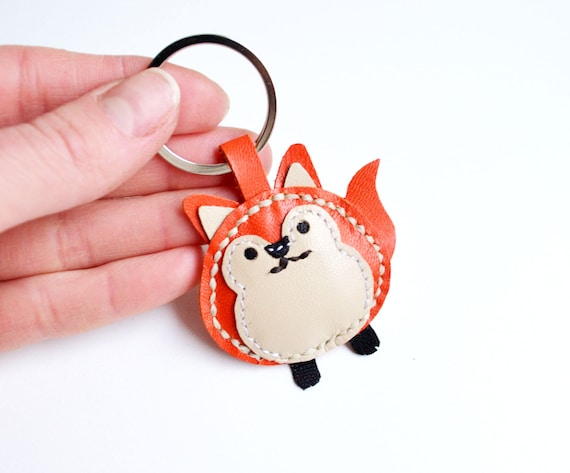 Fox Keychain Leather Key Ring Cute Keychain Handmade | Etsy