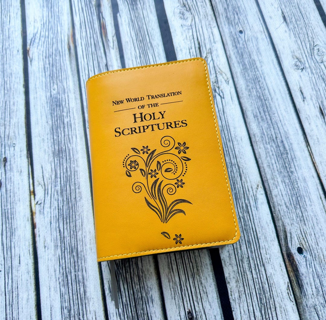NWT Leather Bible Cover, Yellow JW Bible Cover, Jehovah Witness Gift ...