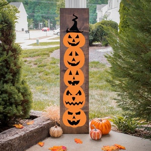 Pumpkin Stack Tall Sign SVG - Front Porch Sign Halloween Sign ...