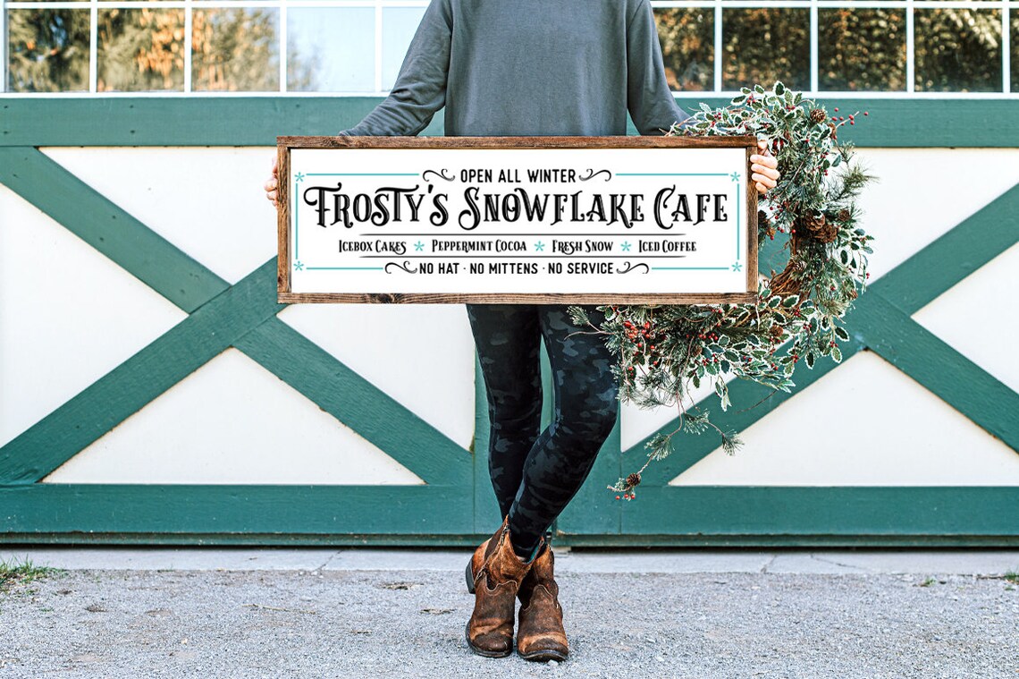 Frosty's Snowflake Cafe Sign SVG Farmhouse Christmas - Etsy