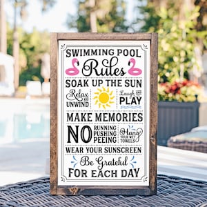 Swimming Pool Rules Sign SVG, Png, Eps, Dxf - DIY Summer Home Decor Cut ...
