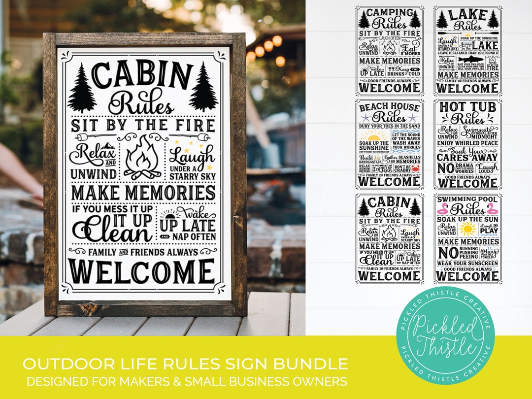 Outdoor Life Rules Sign SVG Bundle (digital Download) - Etsy