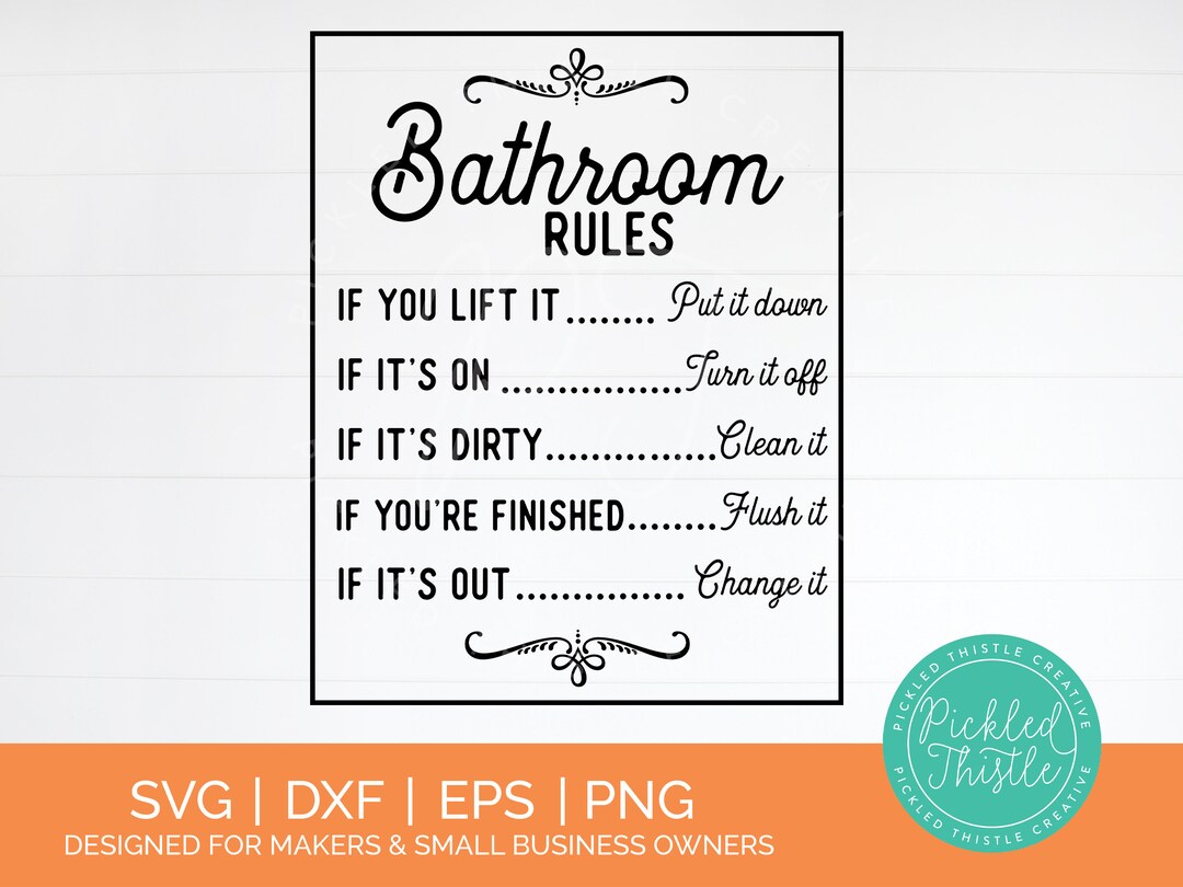 Farmhouse Bathroom Rules Sign SVG: Funny Bathroom Decor (digital ...