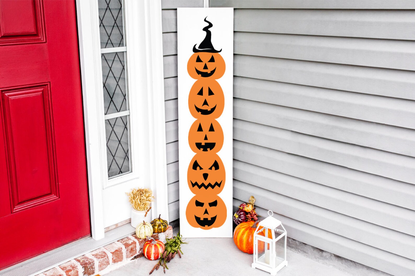 Pumpkin Stack Tall Sign SVG Front Porch Sign Halloween Sign - Etsy