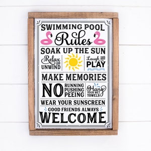 Swimming Pool Rules Rustic Sign 2 Svg Dxf Png Ei Jpg - Swimming Pool ...