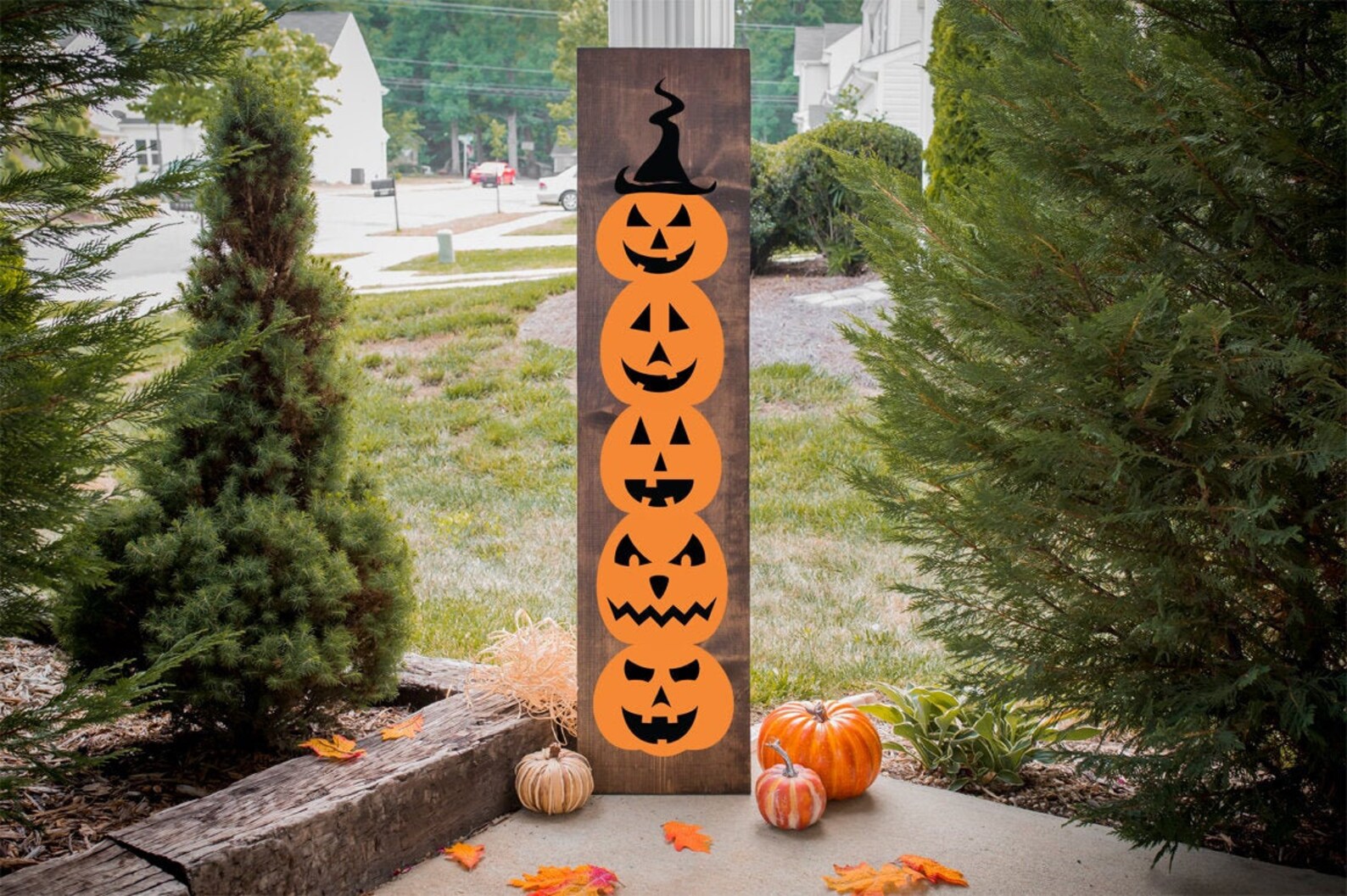 Pumpkin Stack Tall Sign SVG Front Porch Sign Halloween Sign - Etsy