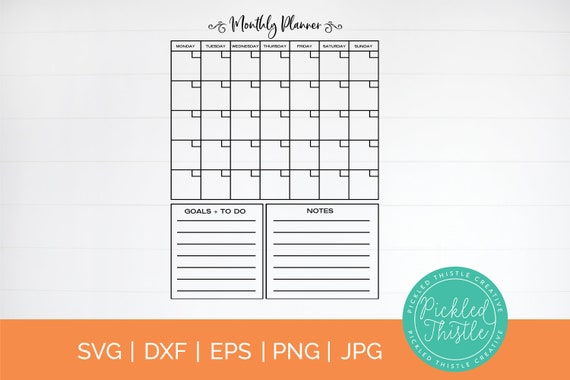 Monthly Planner SVG Calendar Svg Dry Erase Board Svg - Etsy