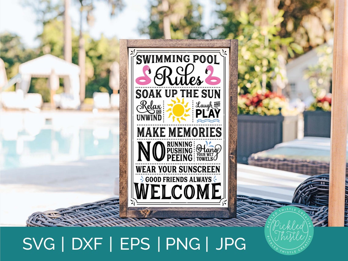 Swimming Pool Rules Rustic Sign 2 Svg Dxf Png Ei Jpg - Etsy Canada