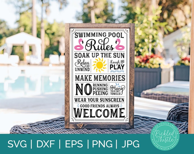 Laser SVG Cut File, Pool Rules Tiki Tower, Pool Rules, Patio Signs ...