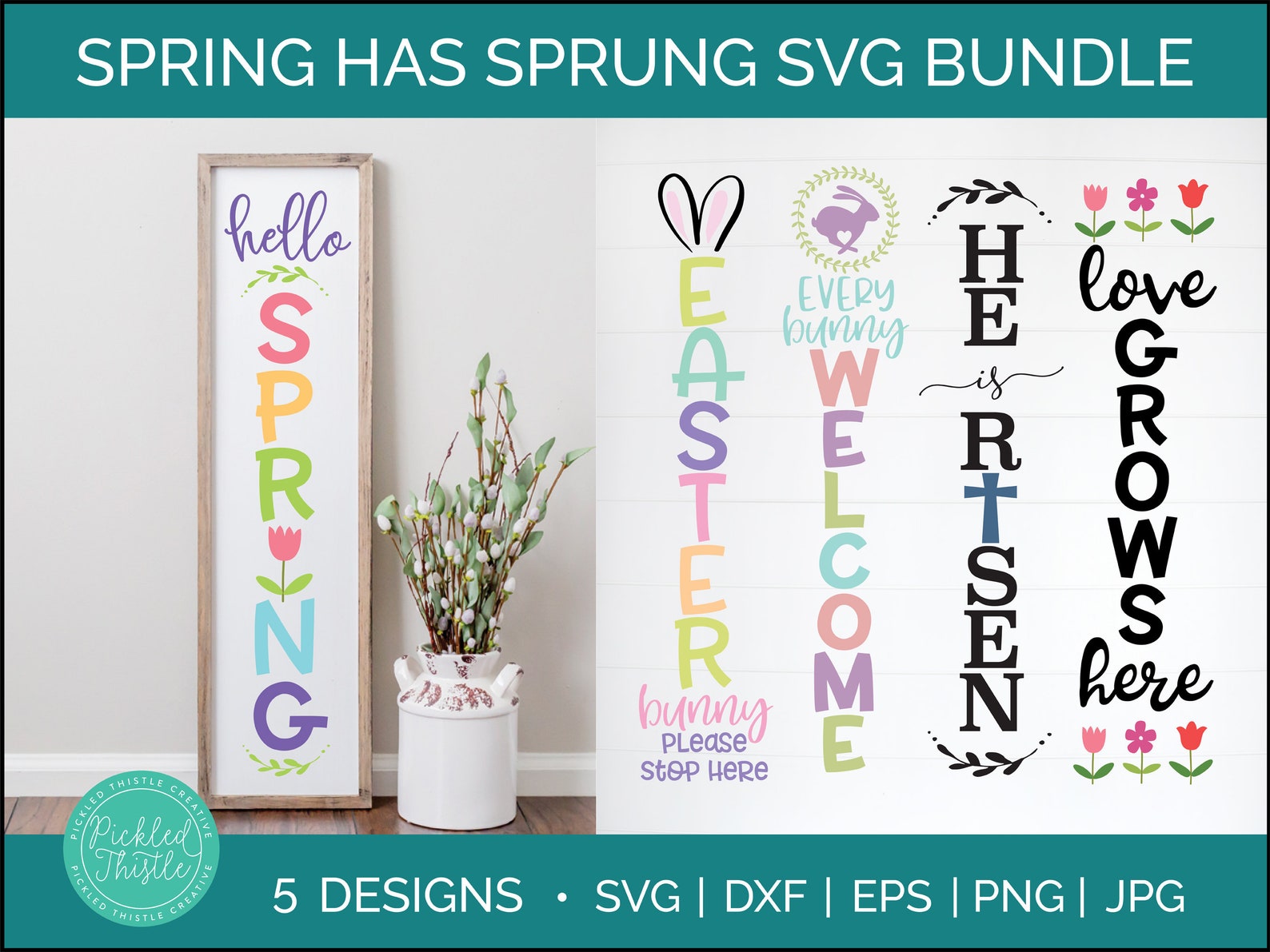 Spring Front Porch Sign Mini Bundle Easter Tall Sign Bundle - Etsy