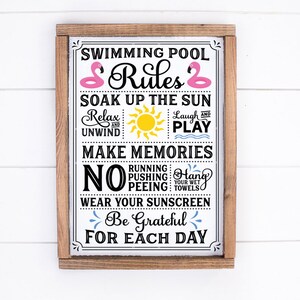 Swimming Pool Rules Sign SVG, Png, Eps, Dxf - DIY Summer Home Decor Cut ...