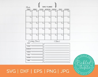 Customizable Family Calendar SVG: Monthly Planner (digital Download) - Etsy