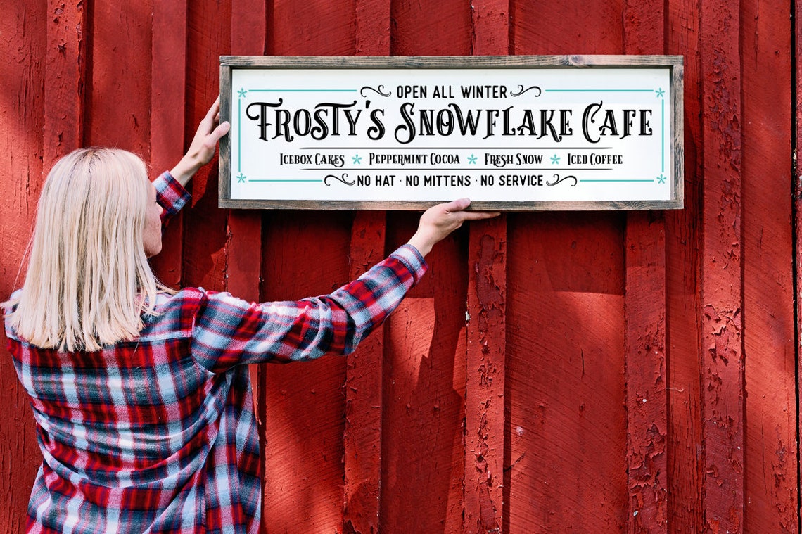 Frosty's Snowflake Cafe Sign SVG Farmhouse Christmas - Etsy