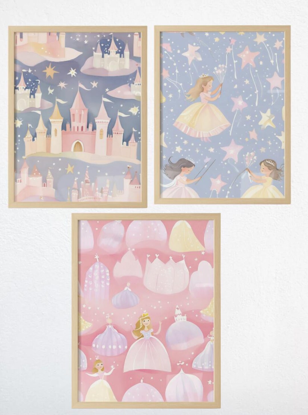 Princess-themed Digital Art Bundle Nursery Wall Decor Fairytale ...