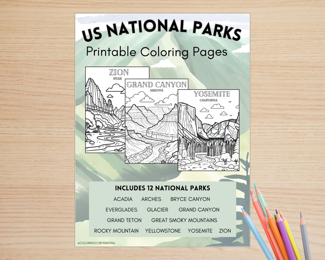 US National Parks Coloring Book | 12 Iconic Parks | Printable Activity ...