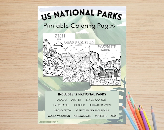 US National Parks Coloring Book | 12 Iconic Parks | Printable Activity ...
