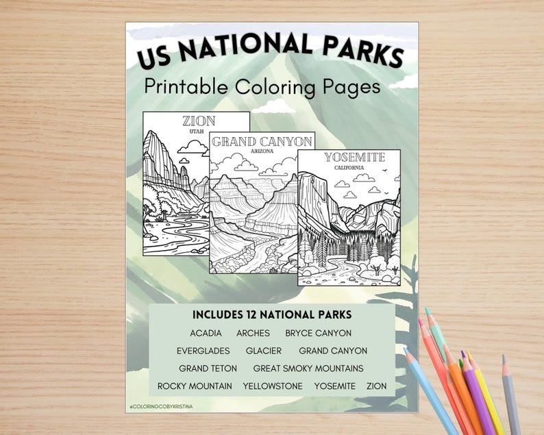 US National Parks Coloring Book | 12 Iconic Parks | Printable Activity ...