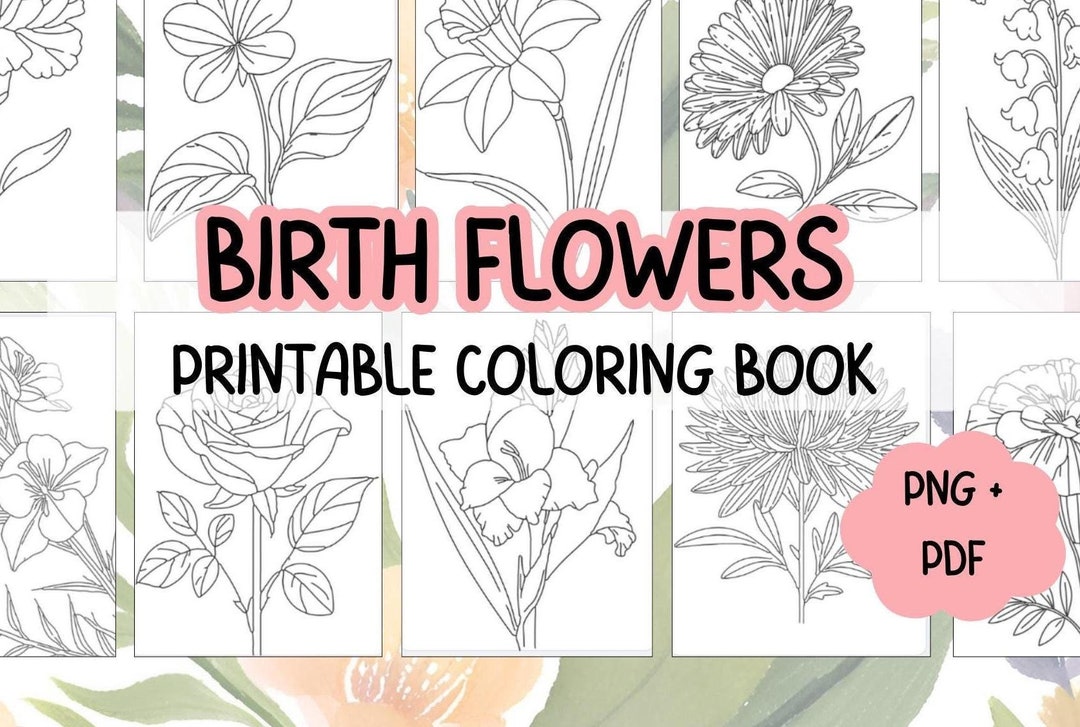 Birth Flower Coloring Book | Monthly Birth Flowers Digital Download ...