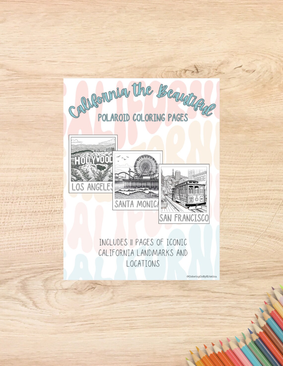 California the Beautiful Coloring Book - Etsy