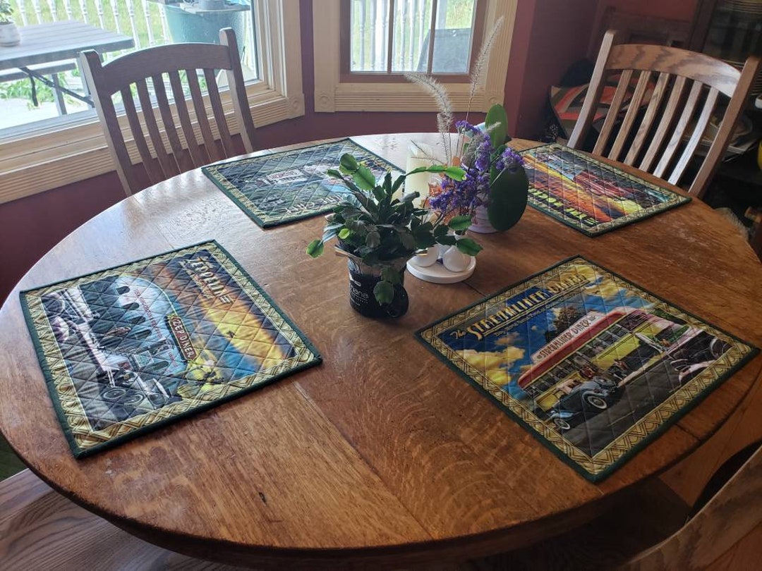 Set of 4 Diner Placemats, Cafe, Airplane, Streamliner, Zeppelin, the ...