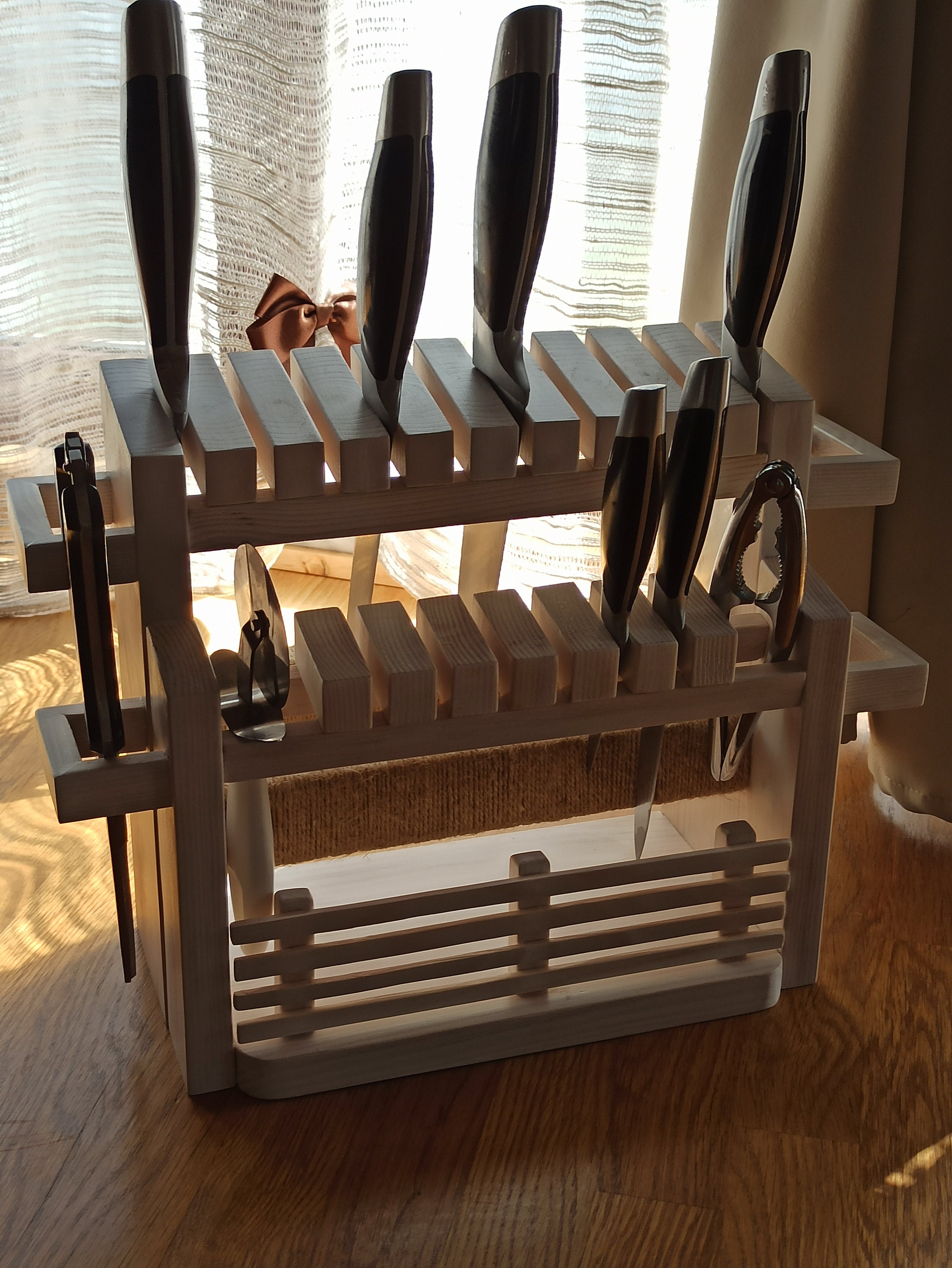 Knife Wooden Stand Wood Kitchen Block Kitchen Storage Handmade - Etsy