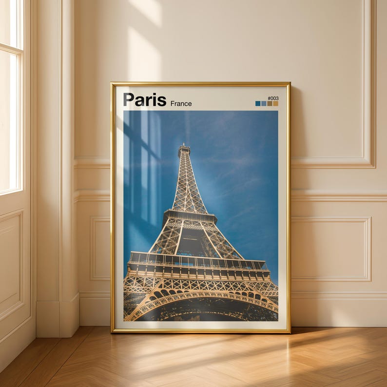 Paris Eiffel Tower Poster | Modern Minimalist Wall Art | Digital ...