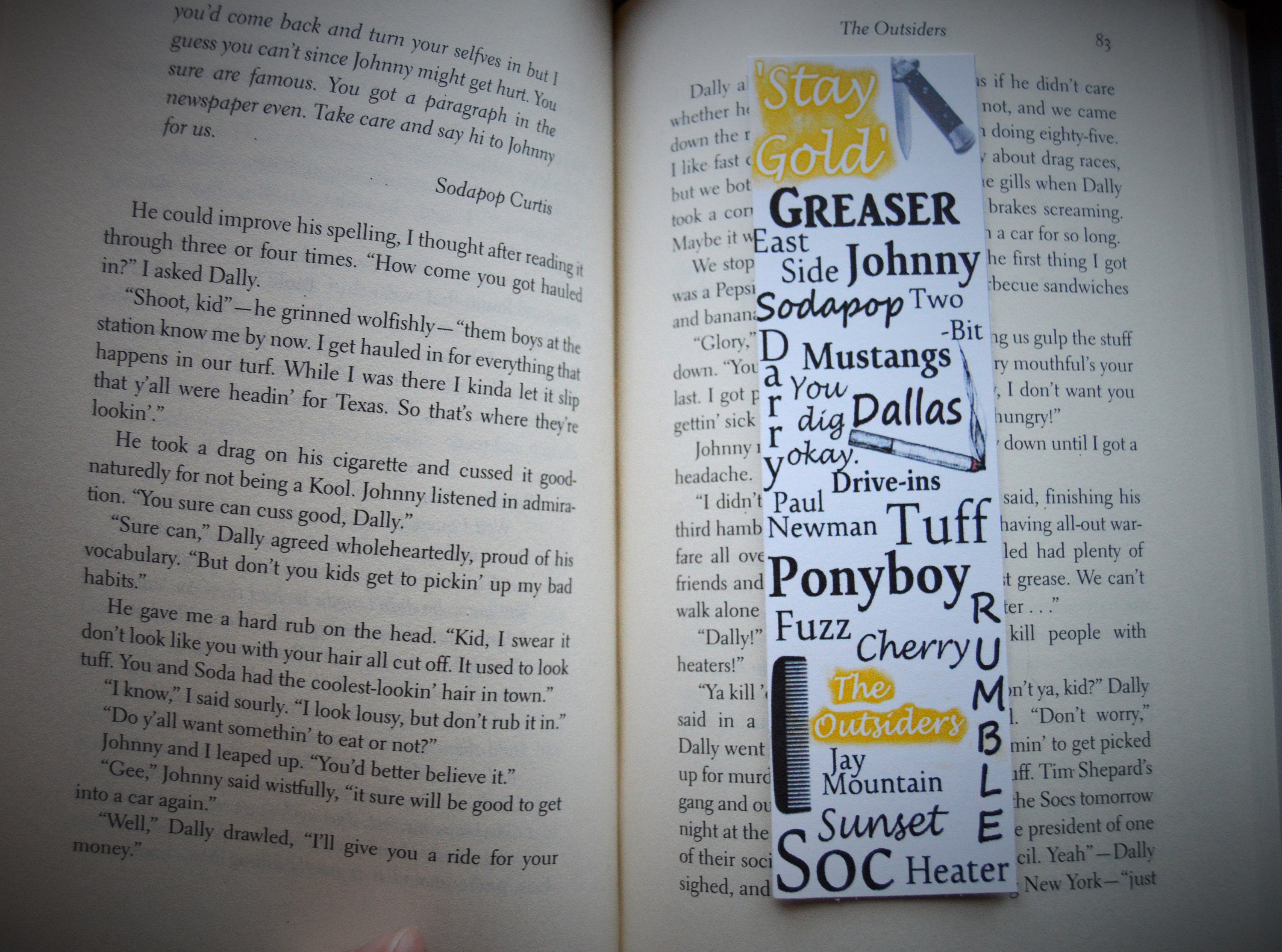 Outsiders Inspired Bookmark Outsiders Things | Etsy