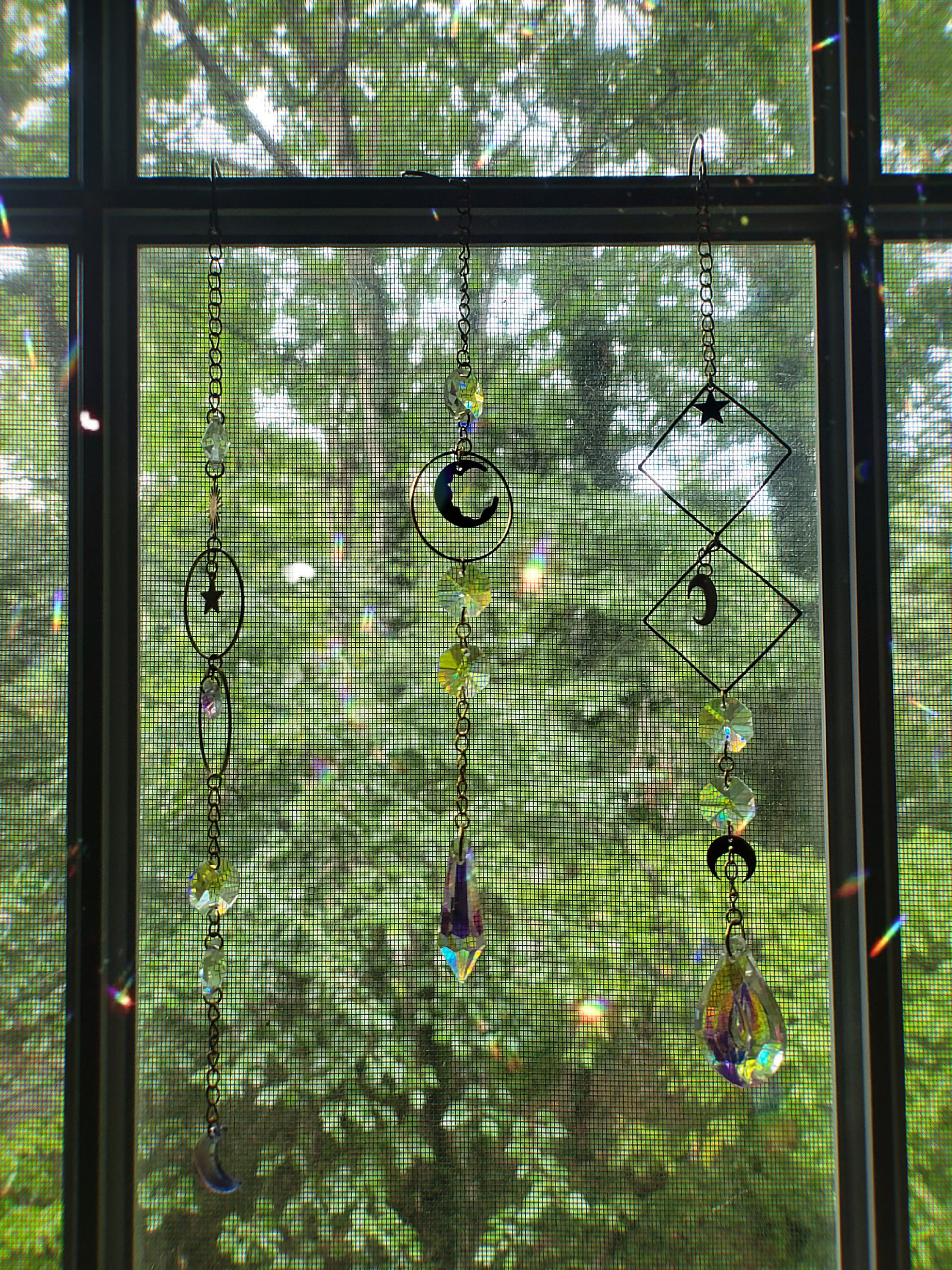 Small Crystal Suncatcher - Moon Sun Stars - Etsy