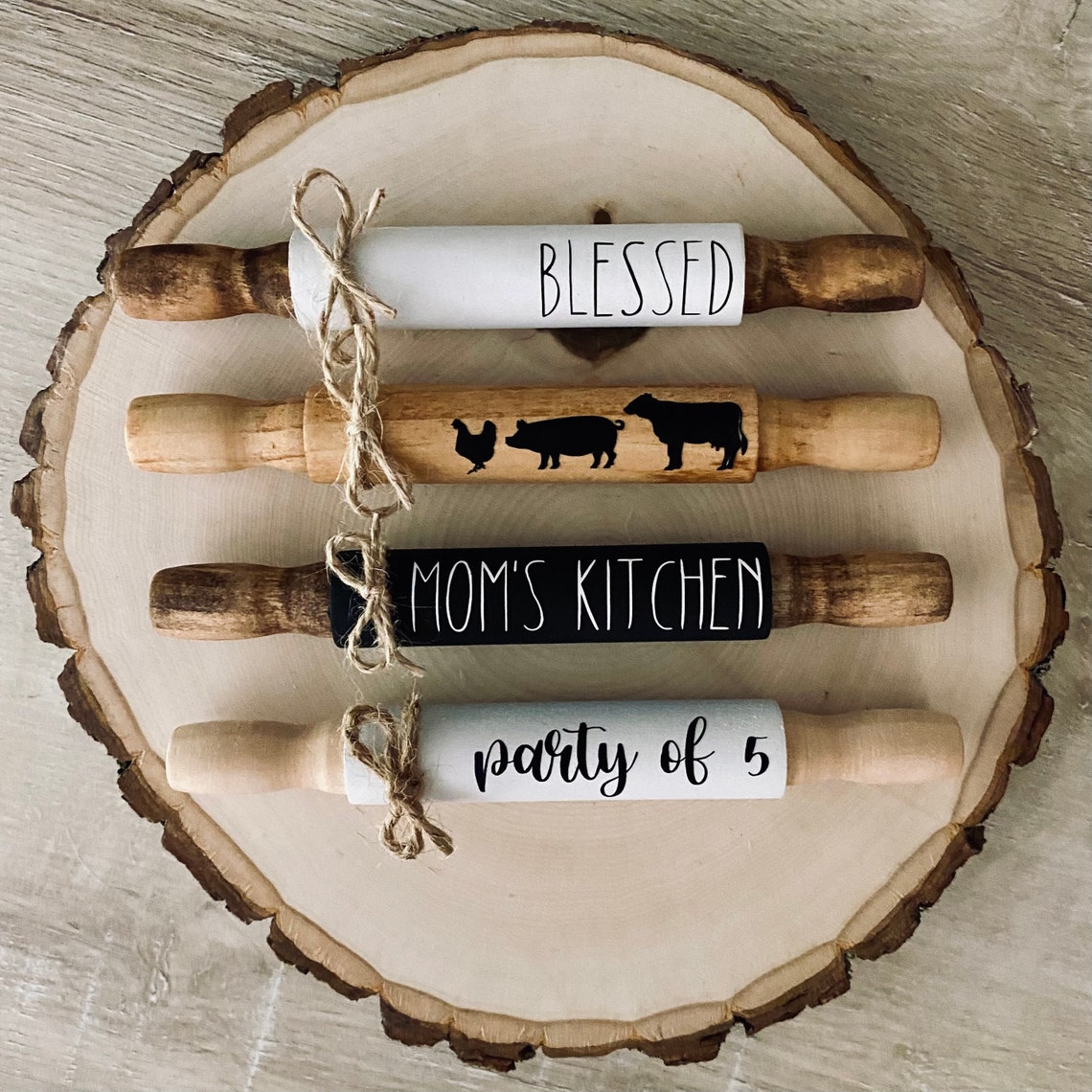 Mini Rolling Pin Tiered Tray Decor Farmhouse Tiered Tray - Etsy