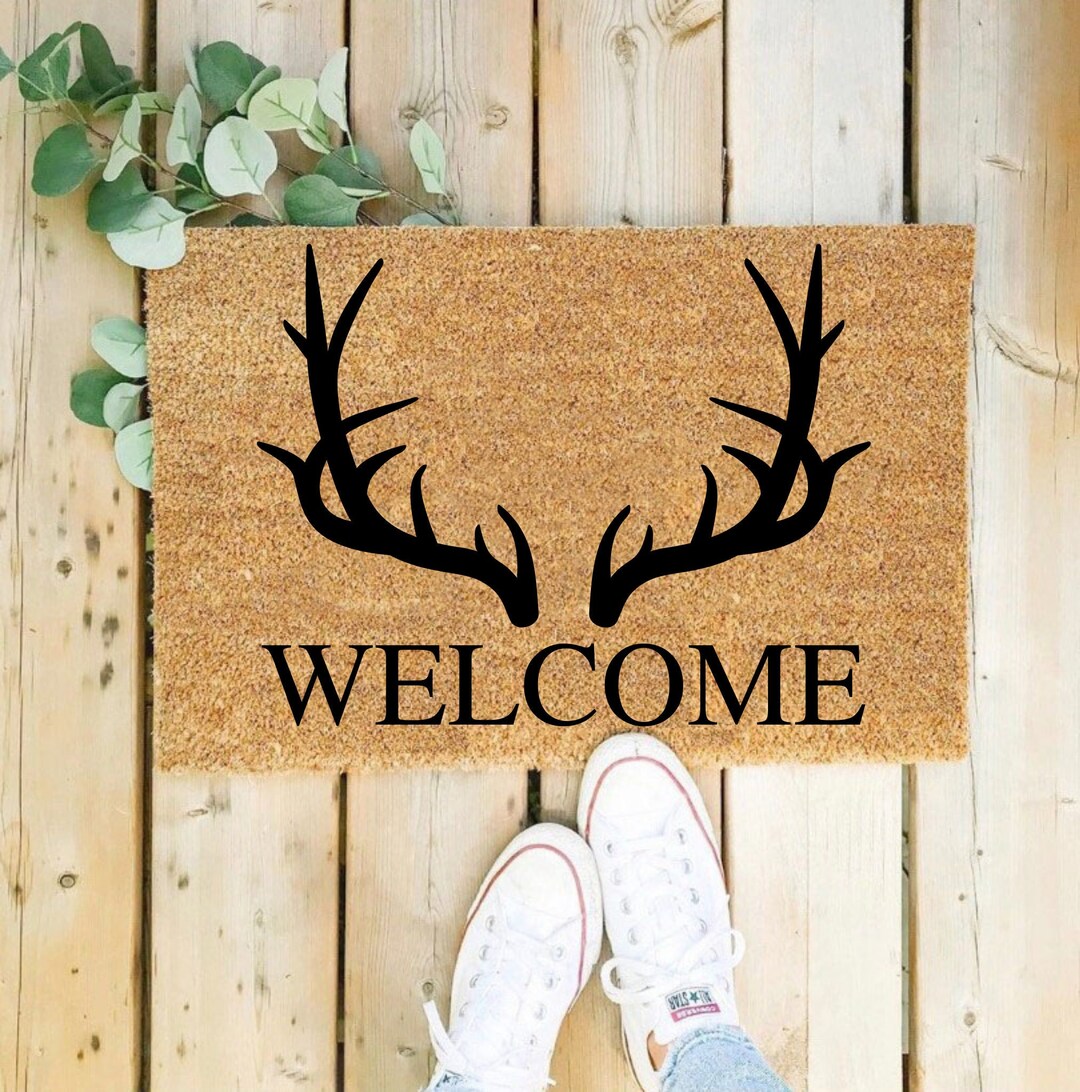 Antler Doormat / Welcome Mat / Deer Antler Doormat / Housewarming Gift ...