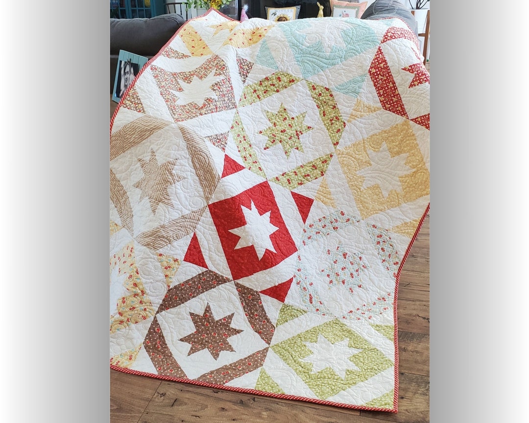 Patchwork Star Throw Lap Quilt, Quilted Throw Blanket, Decorative Quilt ...