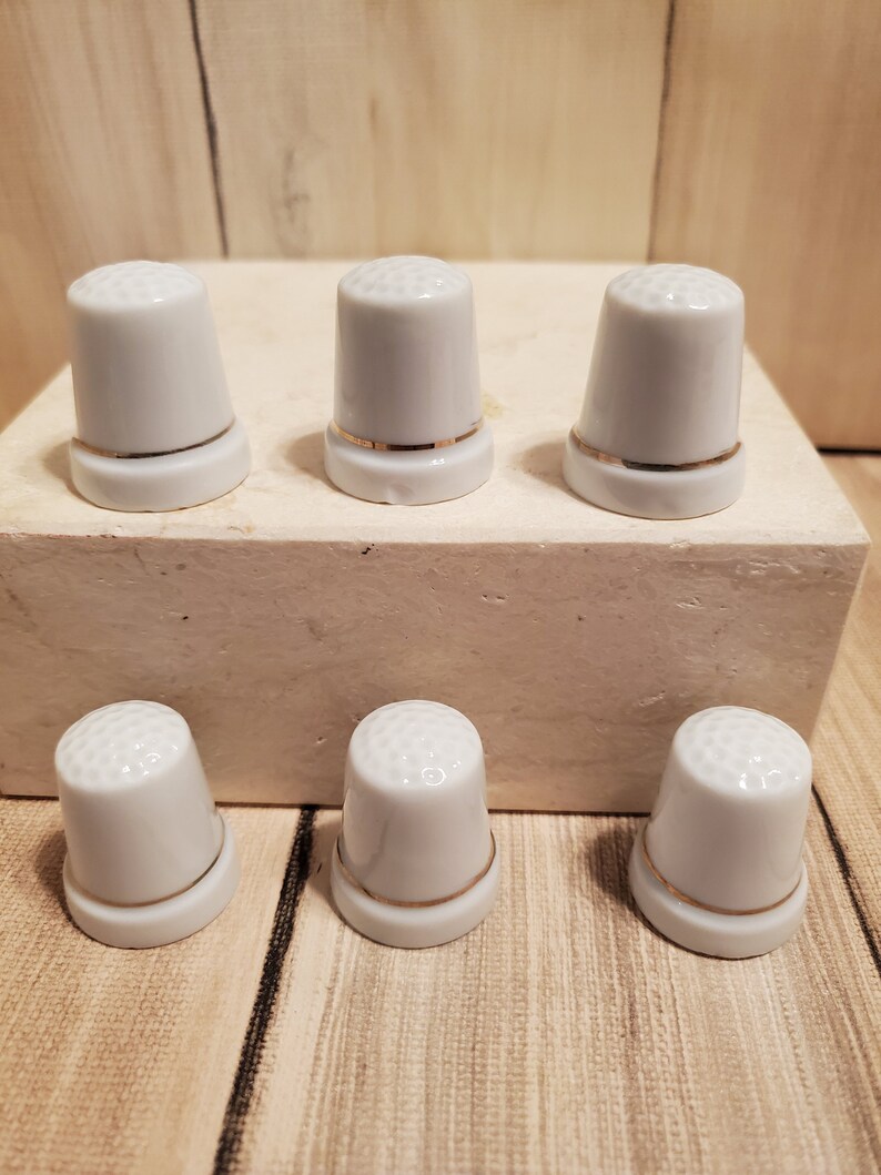 Vintage Porcelain Floral Thimbles, Six Porcelain Thimbles, Collectable ...