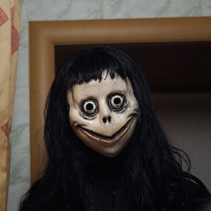 Momo mask with WIGHair Momo cosplay Killer Horror Nightmare | Etsy