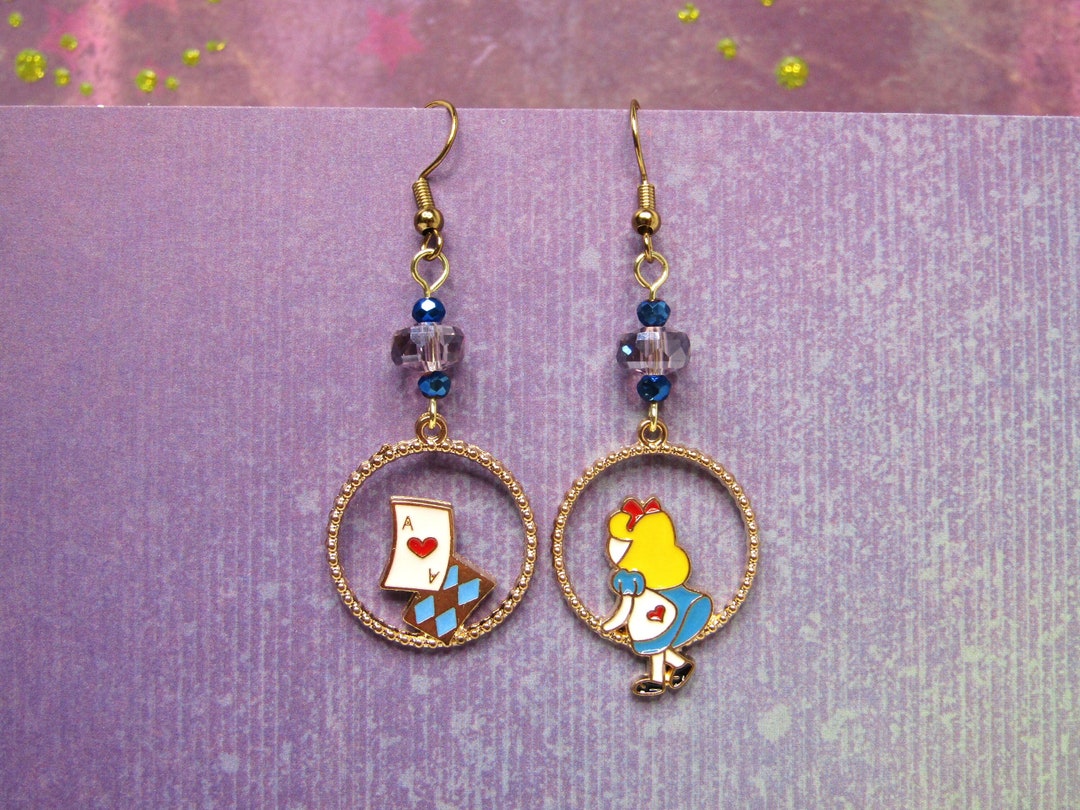 Literary Alice in Wonderland Dangle With a Queen of Hearts Playing Card ...
