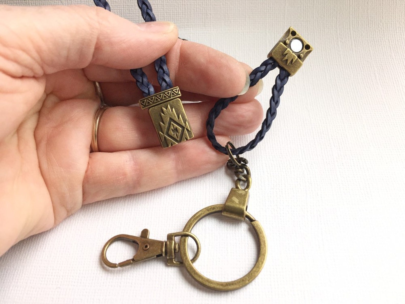 Blue Braided Leather Lanyard ID Badge and Key Holder. Gifts - Etsy