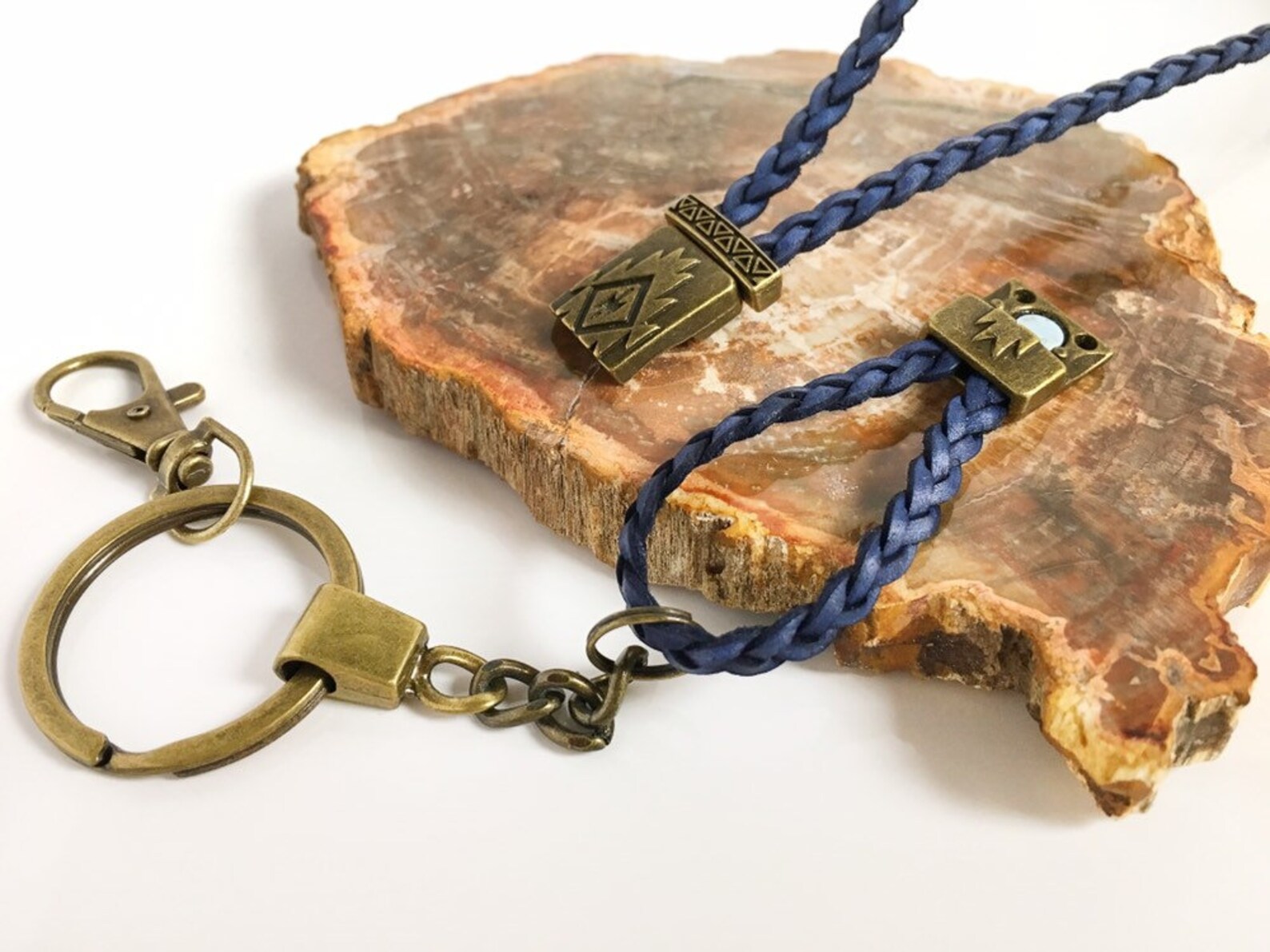 Blue Braided Leather Lanyard ID Badge and Key Holder. Gifts - Etsy