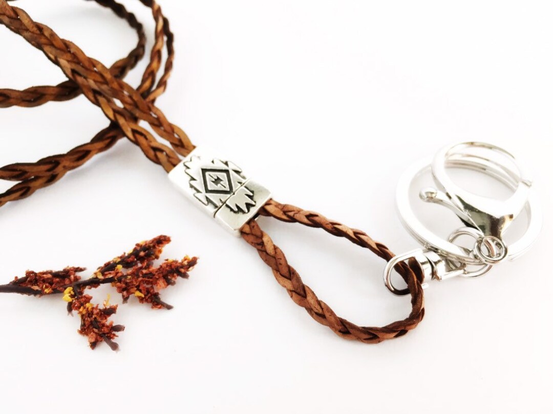 Braided Leather Lanyard Detachable Magnetic Id Name Badge and - Etsy