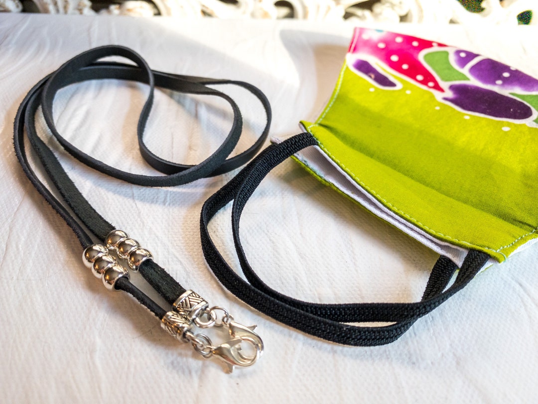 Leather Face Mask Strap in Multiple Colors. Lanyard With Lobster Clasp ...