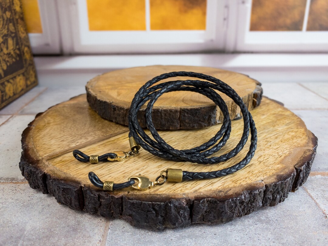 Rugged Black Braided Glasses Chain With Bronze Hardware. Sunglasses ...