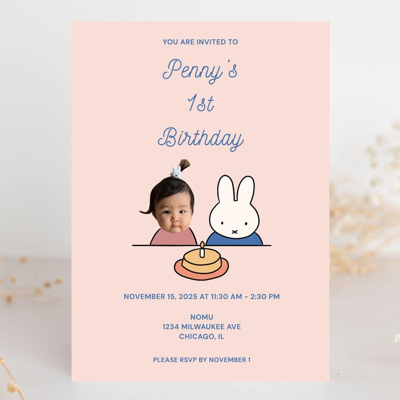 Miffy Birthday Invitations - Etsy