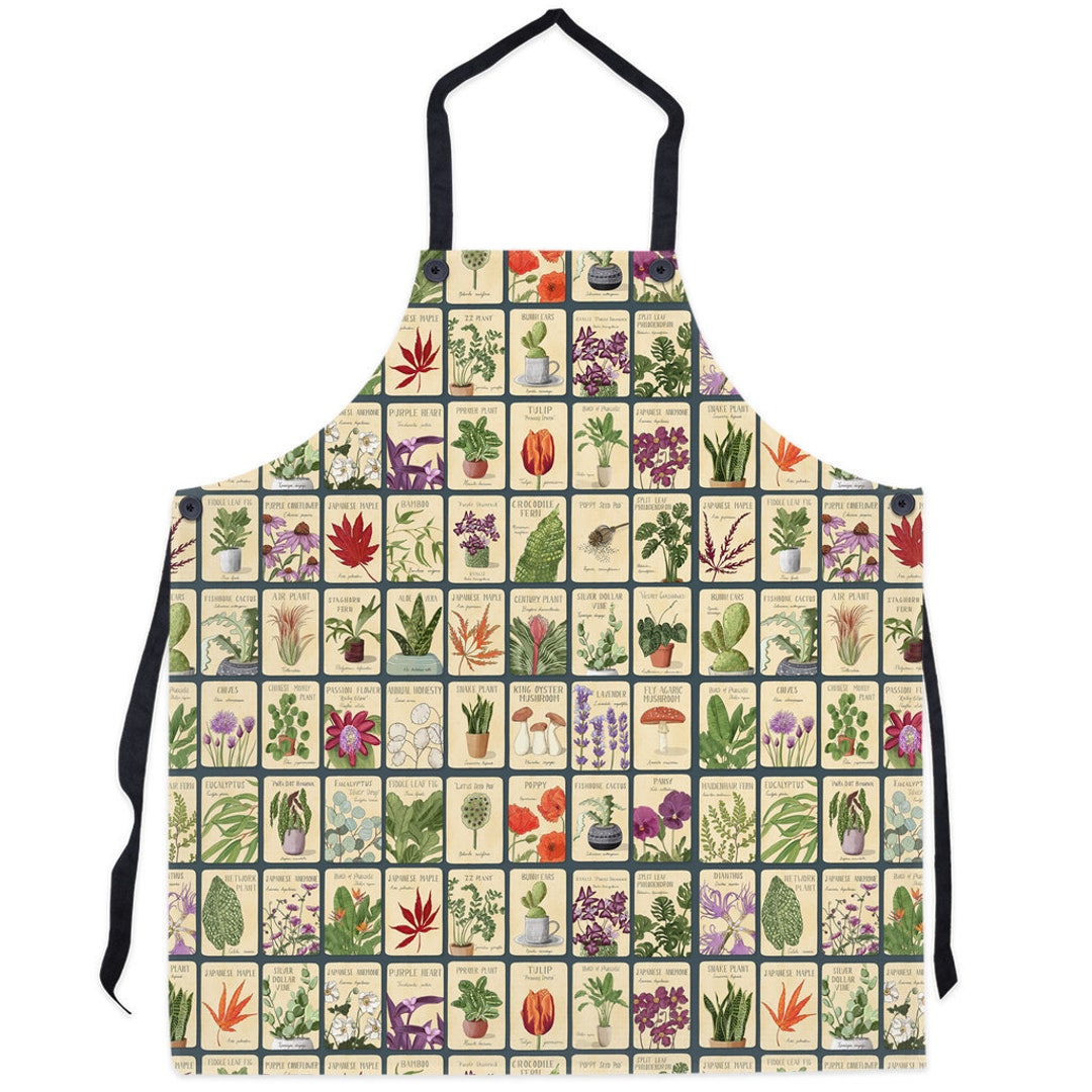 Botanical Illustration Cards Apron in Smoke Blue - Etsy