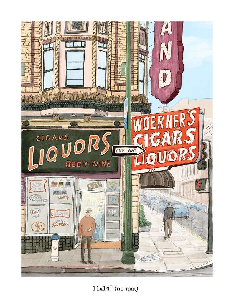 San Francisco Art Print Woerner's Cigars and Liquors Vintage Corner ...