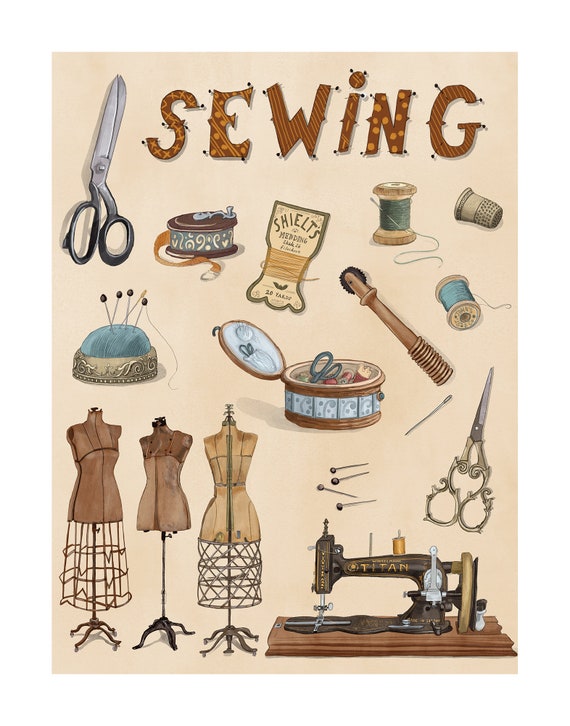 Vintage Sewing Art Fall Vintage Sewing Machine – Buttermilk Basin