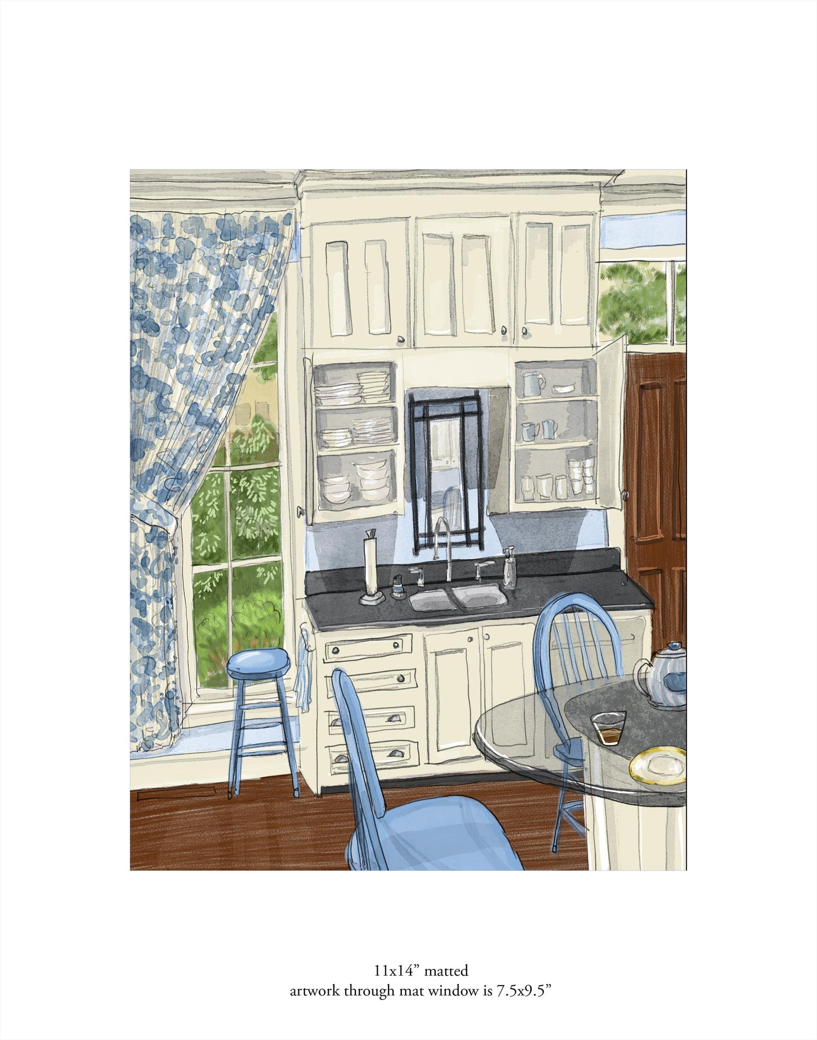 Blue Kitchen Wall Art Print - Etsy