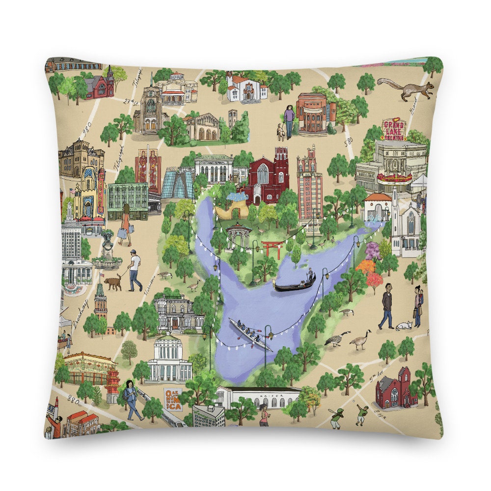 Illustrated Map of Oakland Lake Merritt in Cream Premium - Etsy Australia