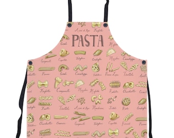 Italian Pasta Shapes Colorful Chef's Apron Tomato Brick Red Kitchen ...