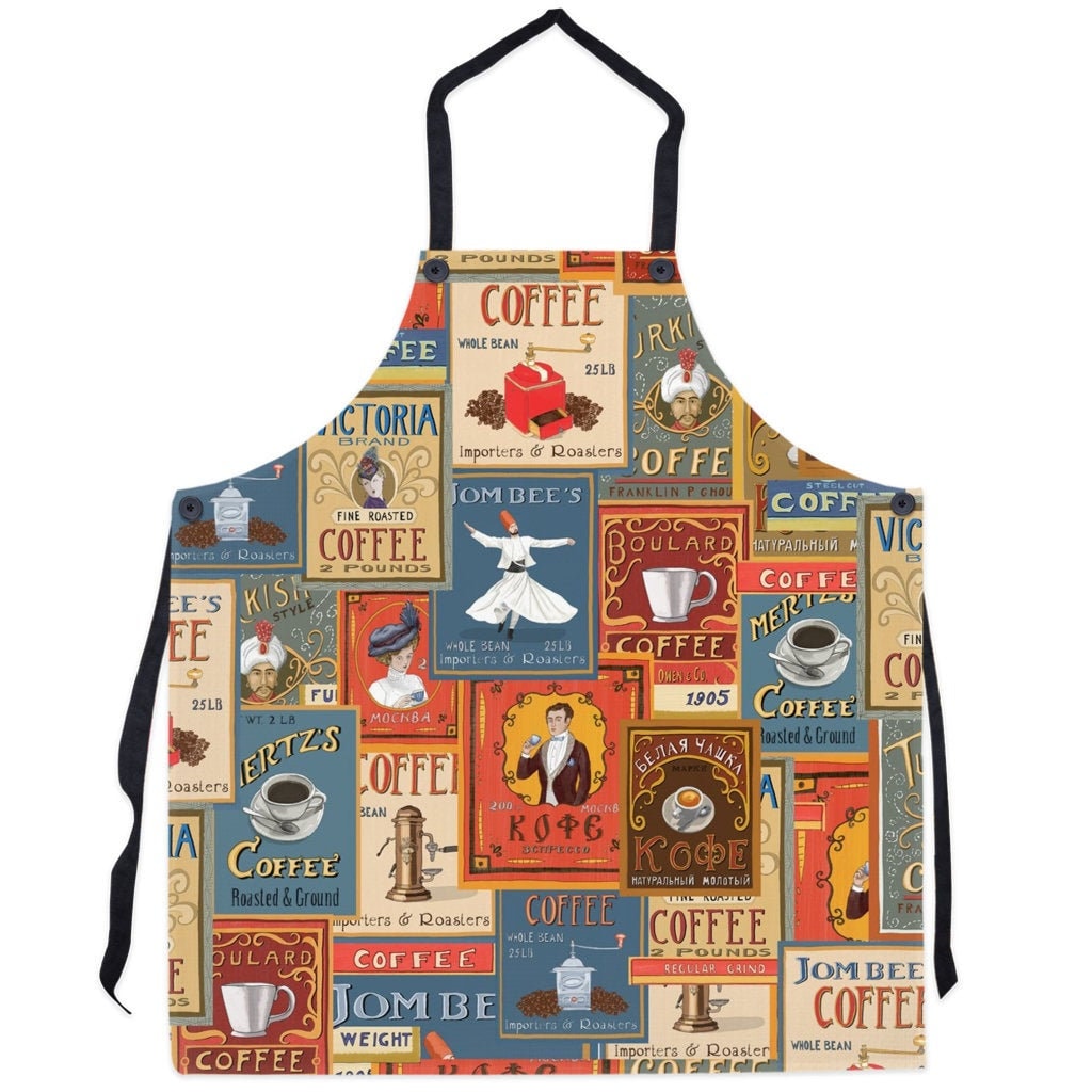 Vintage Inspired Colorful Coffee Collage Apron - Etsy